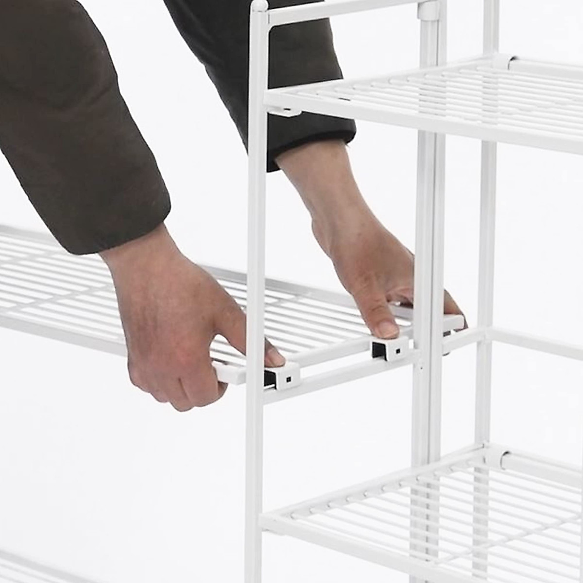 Convenience Concepts Xtra Storage Shelves - 5 Tier Folding Metal Shelving with Set of 4 Deluxe Extension Shelves - Modern Shelves for Storage and Display in Living Room, Bathroom, Office, White