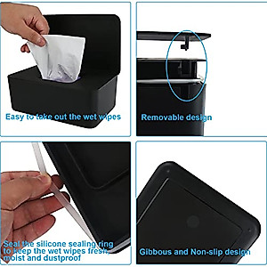 LEQXGO Baby Wipes Dispenser, Wipes Dispenser Baby Wipes Case, Baby Wipe Holder for Fresh Wipes, Non-Slip Wipes Case, Wipe Container with Sealing Design Lid (Black)