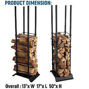 LEOPO Industrial Fireplace Log Holder Tower, Frame Indoor Outdoor Log Holder, Heavy Duty Wood Rack for Firewood