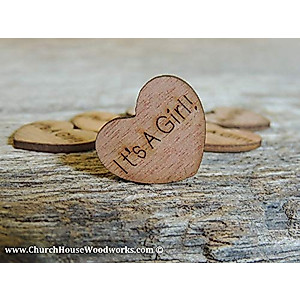 Wooden Heart Confetti ~ It's A Girl ~ Wood Hearts, Wood Confetti Engraved Love Hearts- Rustic Wedding Decor (100 count)