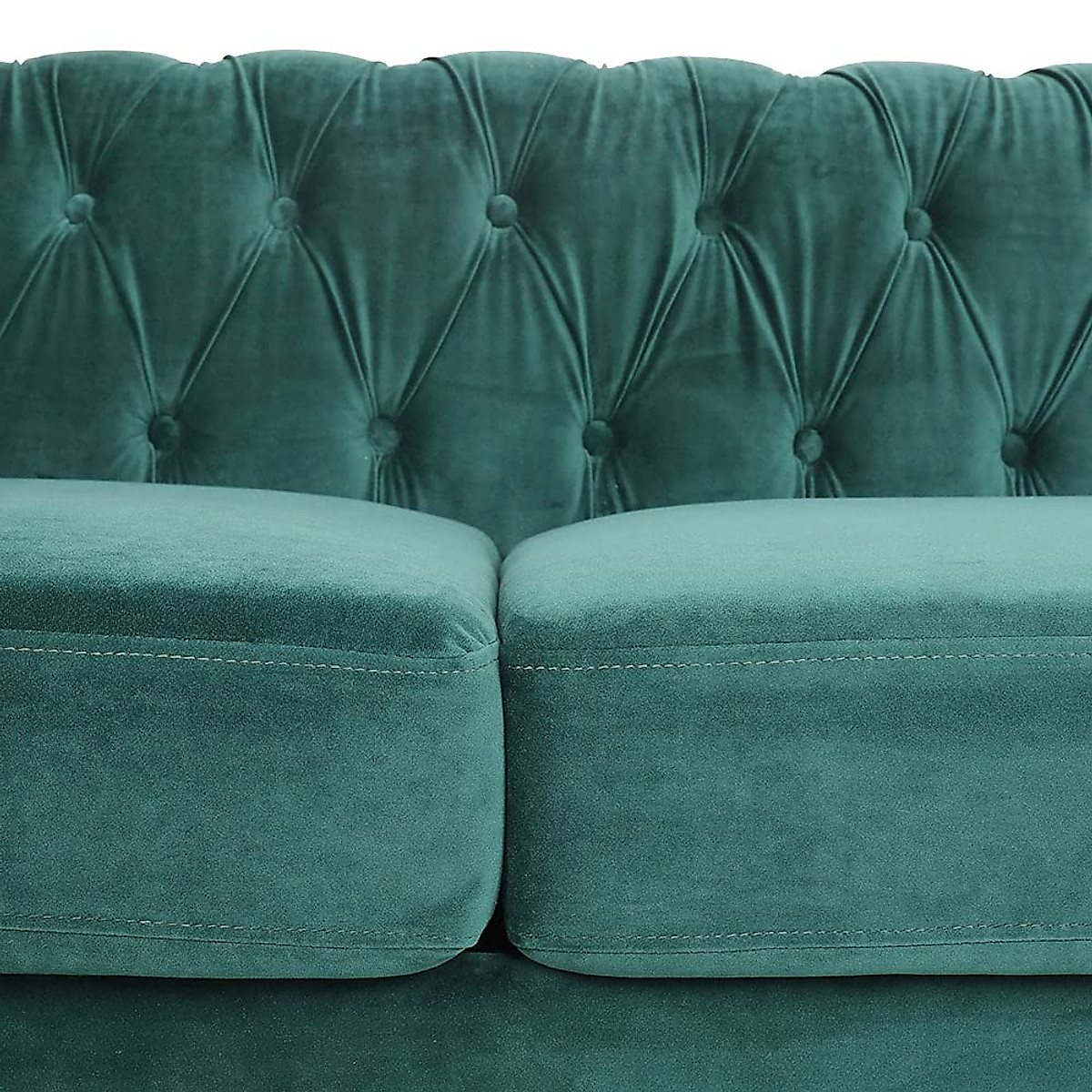 LEVNARY Three-Seat Velvet Sofa, Large Sofa Classic Tufted Chesterfield Settee Sofa Modern 3 Seater Couch Furniture Tufted Back for Living Room, Green