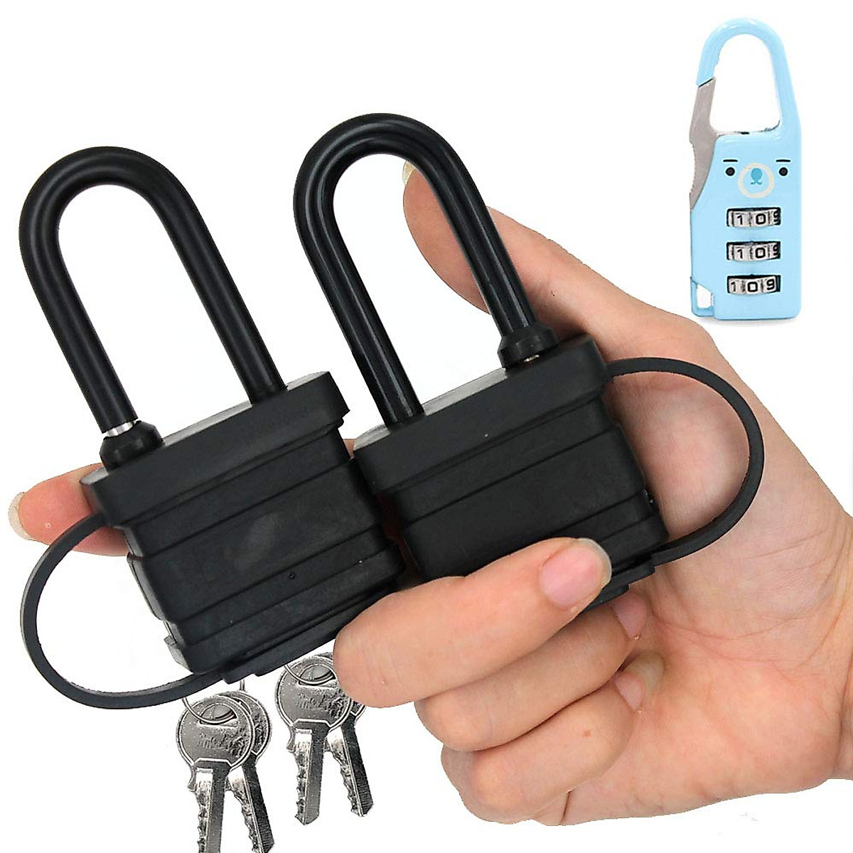 40mm 2-Heavy Duty Waterproof Padlock - Ideal for Home, Garden Shed, Outdoor, Garage, Gate Security (2 Pieces Set, Send a Small Password Lock)