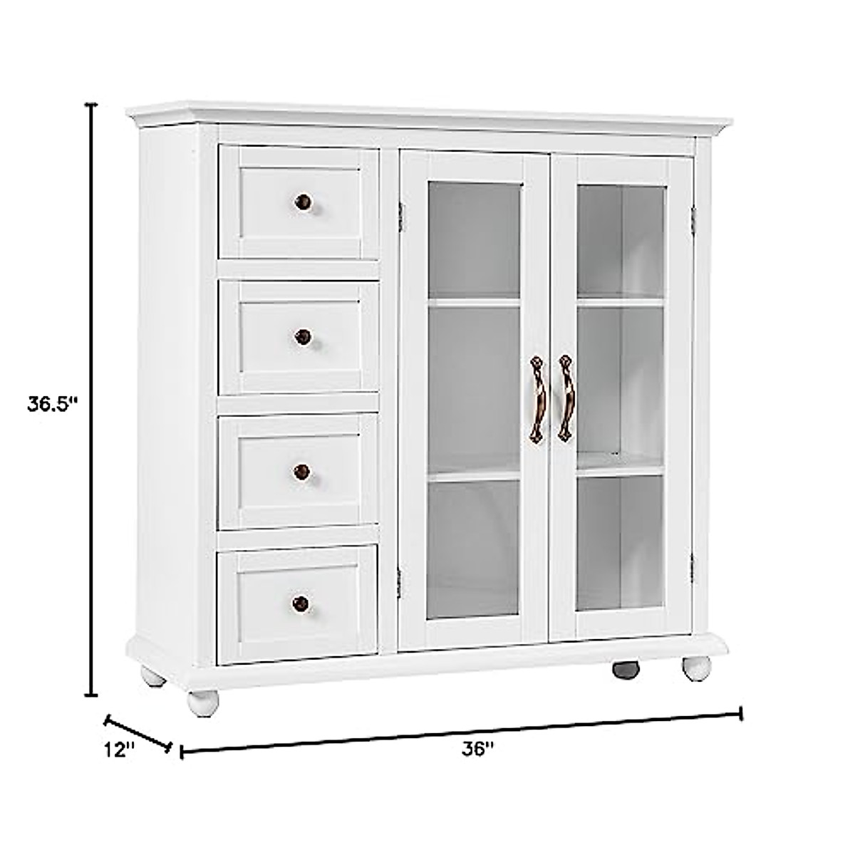 Giantex Buffet Sideboard, Wood Storage Cabinet, Console Table with 4 Drawers, 2-Door Credenza, Living Room Dining Room Furniture, Buffet Server, Kitchen Pantry Cupboard (White)