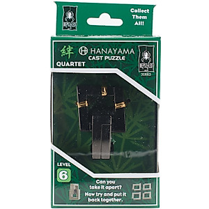 BePuzzled | Quartet Hanayama Metal Brainteaser Puzzle Mensa Rated Level 6, for Ages 12 and Up