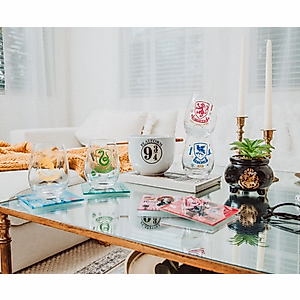 Silver Buffalo Harry Potter Hogwarts House Colors 12-Ounce Stemless Wine Glasses, Set of 4 | Holds 20 Ounces