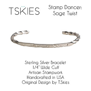 Turquoise Skies TSKIES Stamp Dancer: Sage Twist Sterling Silver Stacker Bracelet (small)