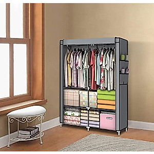 YOUUD Wardrobe Storage Closet Clothes Portable Wardrobe Storage Closet Portable Closet Organizer Portable Closets Wardrobe Closet Organizer Shelf Wardrobe Clothes Organizer Standing Closet Grey
