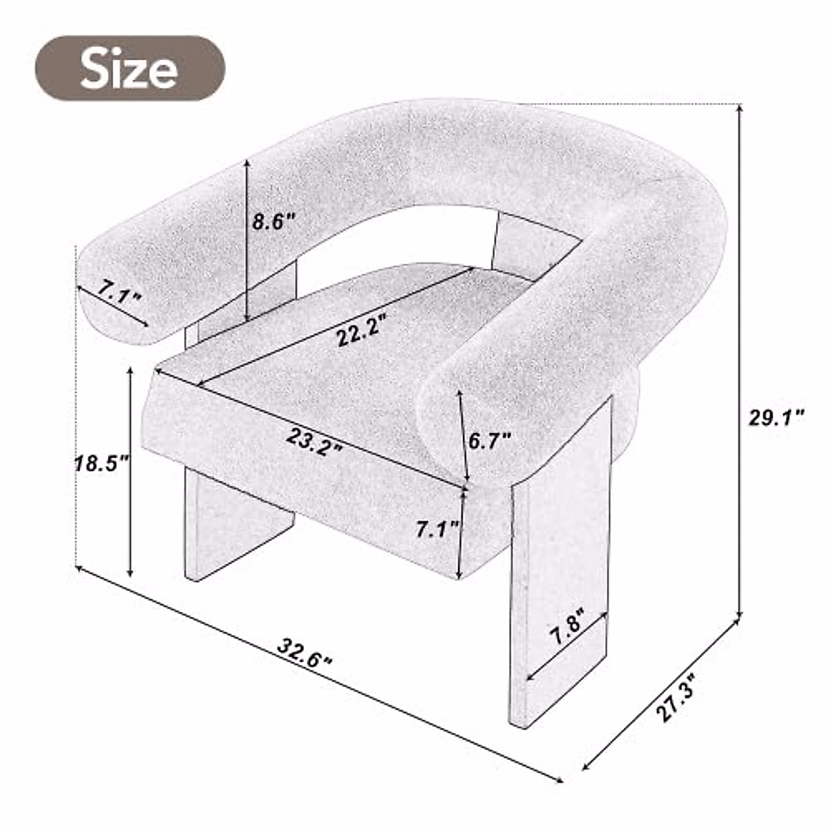 YISH WF303949AAD Teddy Velvet Accent Upholstered Dining Chair with Curved Wishbone Frame, Single Sofa Armchair for Living Room Reception, Light Brown