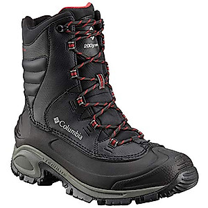 Columbia Men's Bugaboot III Wide Mid Calf Boot, Black, Bright red, 11.5 Wide US