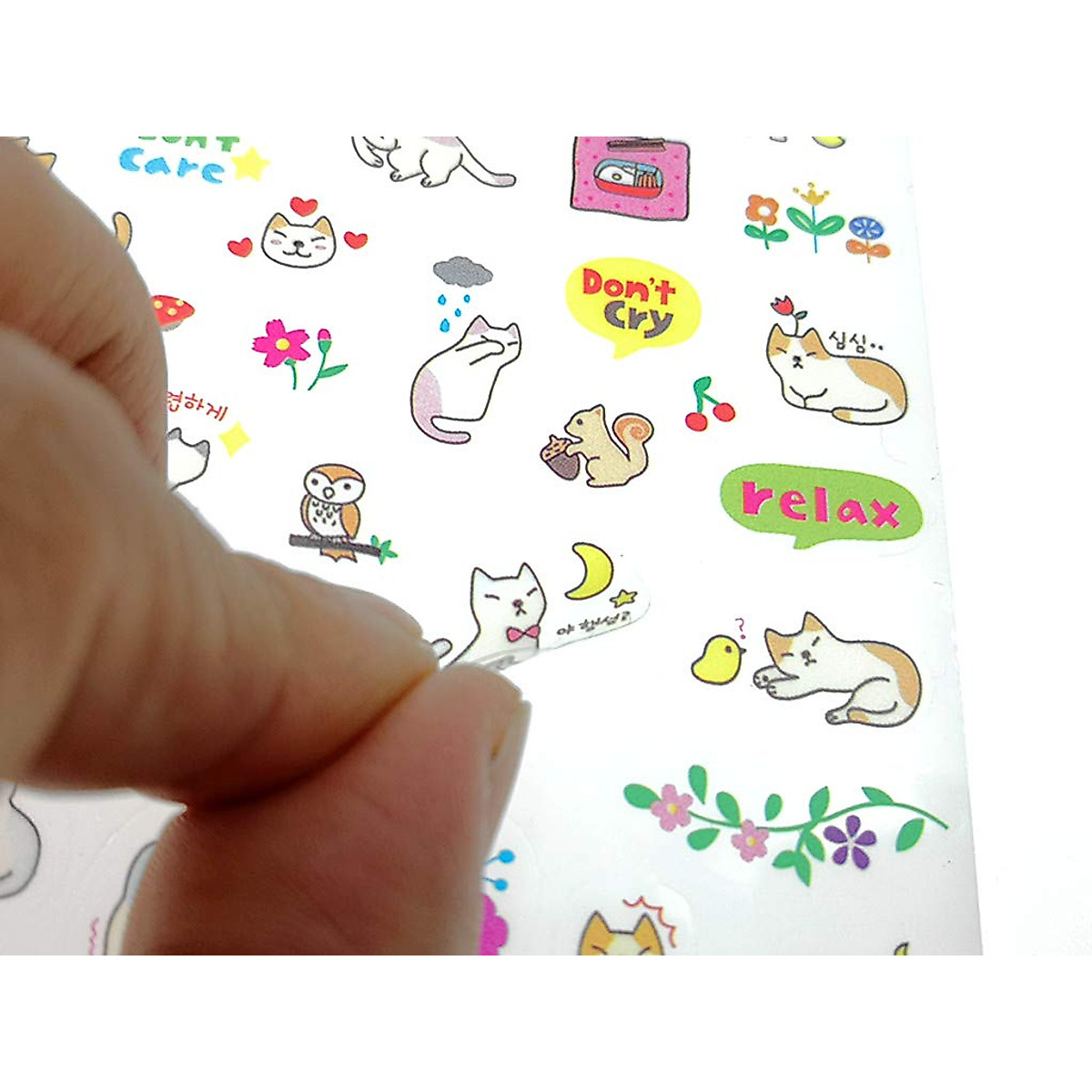 ALIMITOPIA Scrapbook Sticker,12 Sheets Kawaii Cartoon Cat Charactor DIY Transparent Decorative Paster Ornament Mark