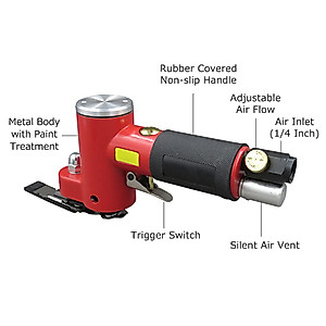 Orbital Sander, High Speed Air Powered Polisher Mini Sander Pneumatic Sander 1/4 Inch Suitable for Polishing and Waxing, Metal surfaces, Wood, Furniture (KP-6903)