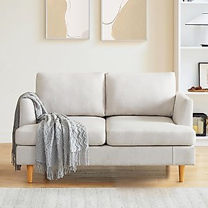 Busaurus Loveseat Sofa 56", Small Couches for Small Spaces, Mid Century Love Seat Couches for Living Room, Upholstered 2-Seater Small Couch for Bedroom, Waiting Room, Beige