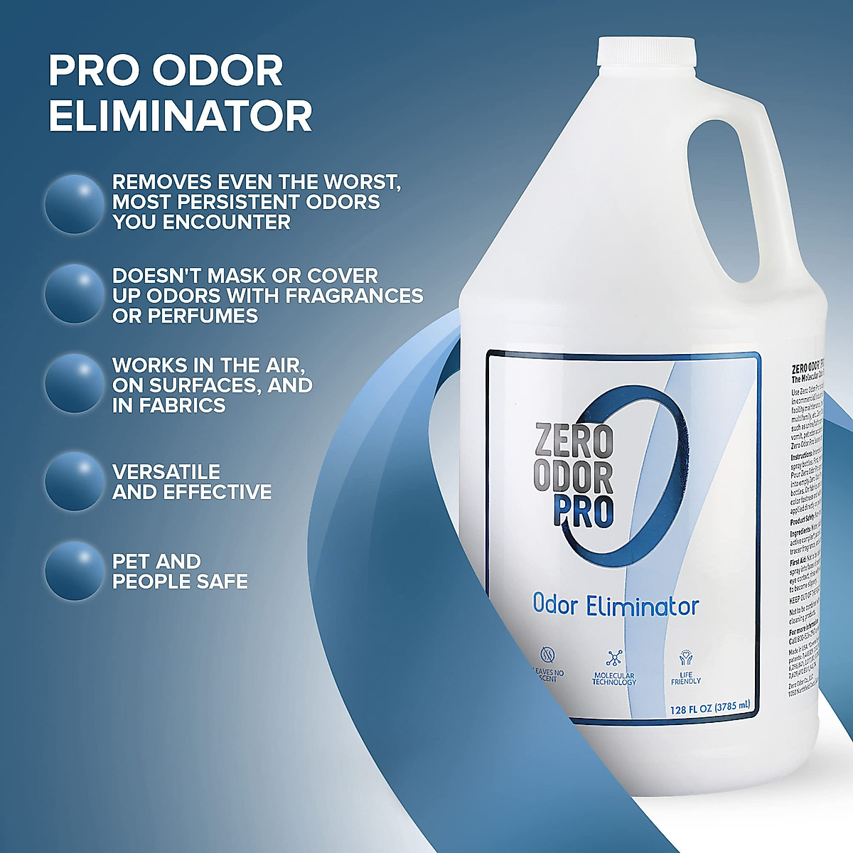 Zero Odor Pro - Commercial Strength Eliminator Odor Neutralizer, Room Deodorizer Odor Eliminator Musty Smell - Strongest Odor eliminator Trigger Spray, 128oz Refill