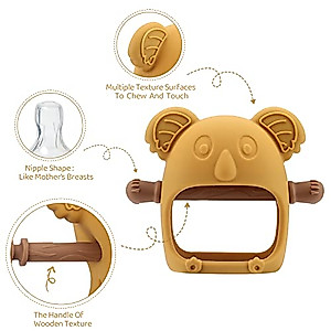 Baby Teething Toys, Koala Teethers for Babies 0-6 Months, Glue-Free Handle, Never Drop Silicone Teethers for Babies, Hand Teethers, Infant Toys, Soothing Pacifier for 1+ Months Infants Babies