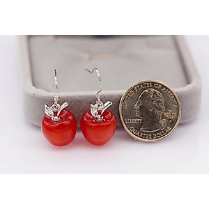 Uloveido Cute Apple Dangle Drop Fruit Stud Earrings Jewelry for Women and Teen Girls with Crystal YL007 (Red)