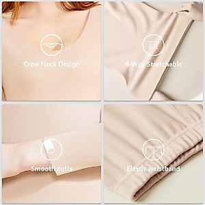 Merdia Thermal Underwear Long Johns Base Layer for Women | Stretch Soft Thermal Top and Bottom Set | Women's Thermal Underwear Sets | Ski Clothing for Women | Insulated Underwear for Women (Beige-XS)