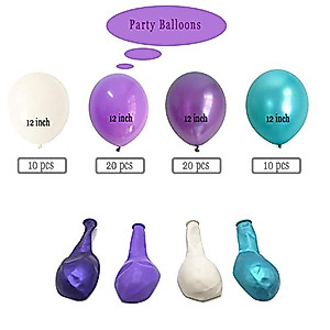 Metallic Purple and Teal Balloons - Lavender White Balloons for Women Birthday Wedding Bridal Shower Anniversary Valentine?s Day Graduation Party Decorations 60packs 12Inch(Purple Teal)