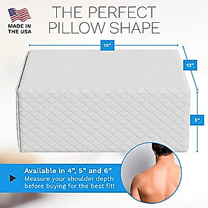 GLEUR Square Pillow for Side Sleepers - Made in USA, Cooling Gel Memory Foam Cushion Cube Pillow - Therapeutic Neck & Shoulder Pain Relief, Cervical Support - Thick Bed Pillow 15"x 12" x 6"