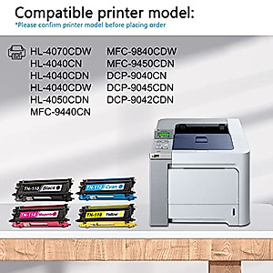 TN110 TN110BK TN110C TN110Y TN110M Toner Cartridge Set | HIYO Replacement for Brother TN110 CHL-4070CDW 4040CDW 4050CDN MFC-9440CN 9840CDW DCP-9040CN 9045CDN 9042CDN Printers (1BK+1C+1M+1Y, 4 Pack)
