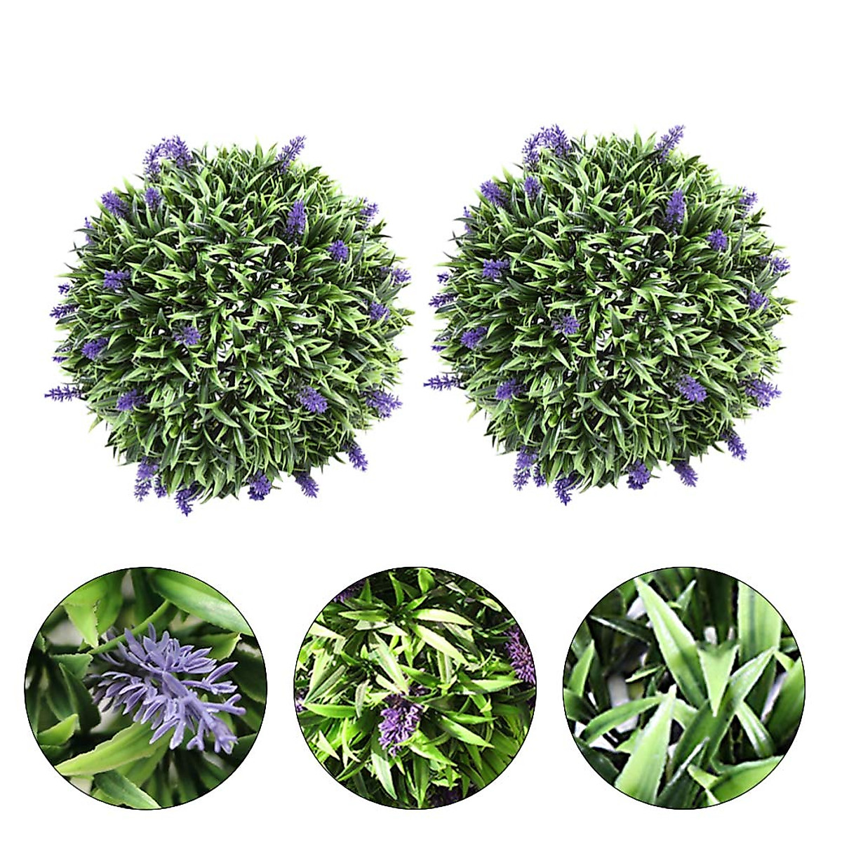 DOITOOL 2pcs Artificial Topiary Lavender Ball Fake Plant Topiary Ball Lavender Decorative Hanging Balls Round Ornaments Balls for Courtyard Garden Gate Balcony Wedding and Home Decoration 20cm