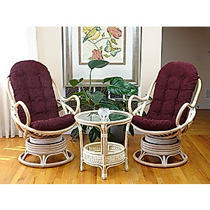 Lounge Swivel Rocking Rattan Wicker Java Chair Handmade w/Light Brown Cushion,Colonial Color