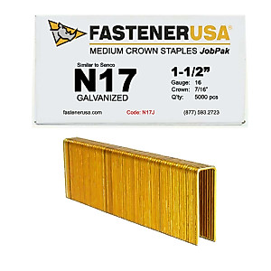 1-1/2" Leg x 7/16" Crown 16GA GALV N17 Staples 5,000ct | N17J