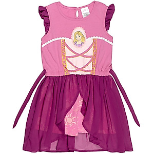 Disney Princess Rapunzel Big Girls Metallic Print Romper With Skirt Overlay 10-12