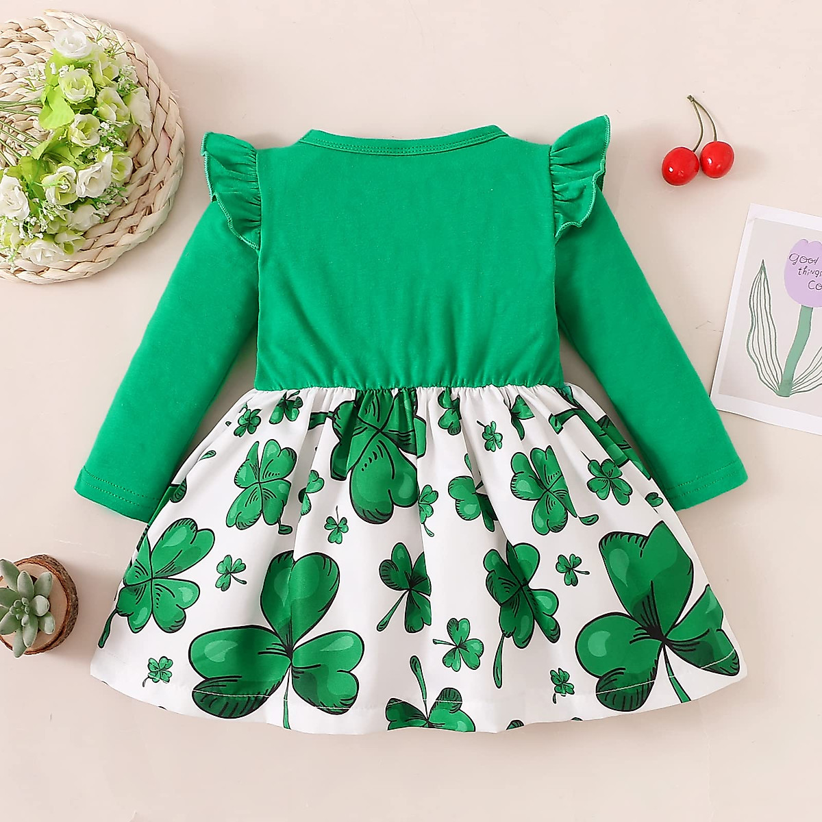 Toddler Baby Girl St. Patrick's Day Dress Lucky Green Shamrock Skirt Outfit Kids St. Patrick's One-Piece Clothing (Green, 18-24 Months)
