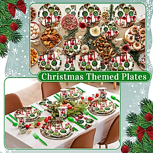 Suttmin 400 Pcs Red Green Balls Plates and Napkins for 50 Guests Bridal Shower Party Decorations Disposable Dinnerware Set Disposable Plates Napkins Cups Set for Summer Christmas Party Supplies