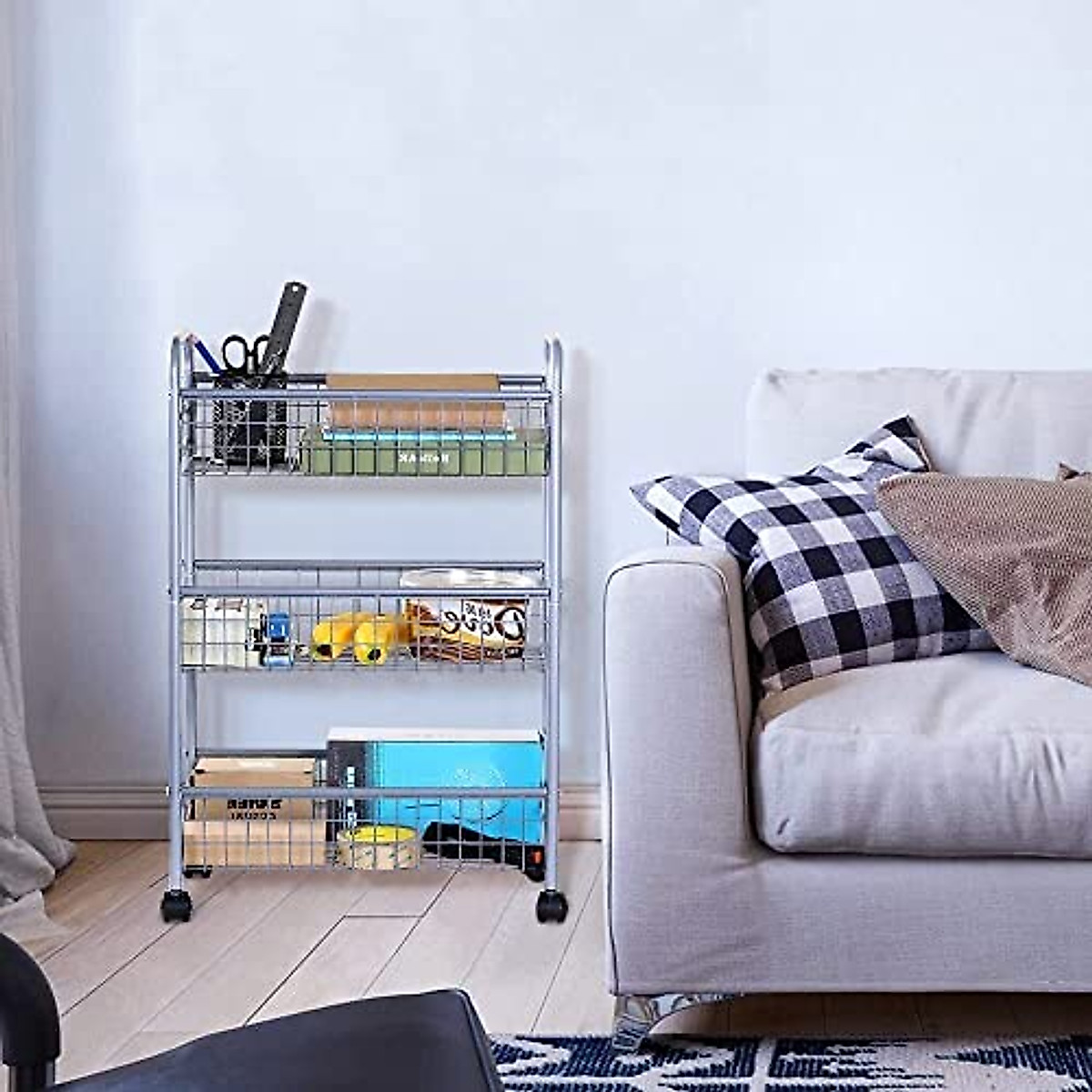 3 Tier Kitchen Island Cart on Wheels Sliding Sink Organizer Rolling Stand Racks