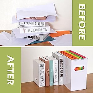 EOOUT 3 Pack Hanging File Folder Organizer, Hanging File Box for Letter Size Cardboard File Folder Boxes Storage with Handles for Office Home School, White