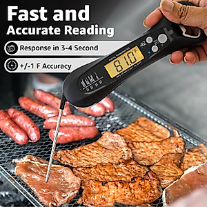 Genesis IMPEX Instant Read Meat Thermometer for Grill & Cooking, Digital Waterproof Kitchen Food Thermometer, Ultra Fast with Backlight Calibration, Foldable Probe Deep Fry, BBQ, and Roast Turkey