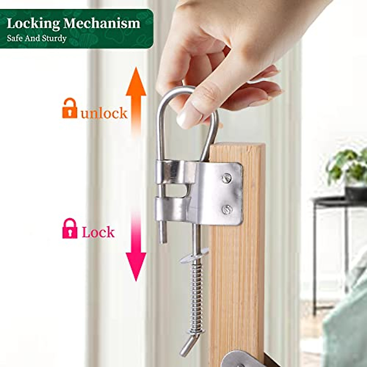 Expandable Accordion Dog Gate, Wooden Accordian Expansion Dog Gate for Doorway Stairs, Retractable Gate Safety Protection for Small Medium Pet Dog, 8" to 42" W, 28.7" H (Upgraded Accordion Dog Gate)