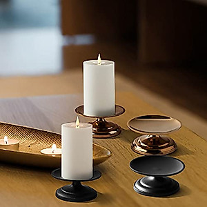 LampLust Candle Stands for Pillar Candles - 2 Pack, Matte Black, Fits up to 4 Inch Diameter Candles, Decorative Candle Plates for Modern Home Decor, 2 Inch Tall, Perfect for Wedding Centerpiece