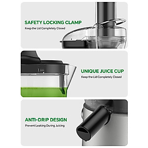 Juicer, 1200W Juicer Machine with 3" Feed Chute for Whole Fruits and Vegs, Dual Speeds Centrifugal Juice Extractor, High Juice Yield, Full Copper Motor, Easy to Clean, BPA Free