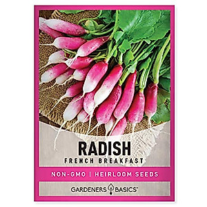 Radish Seeds for Planting - French Breakfast Variety Heirloom, Non-GMO Vegetable Seed - 2 Grams of Seeds Great for Outdoor Spring, Winter and Fall Gardening by Gardeners Basics