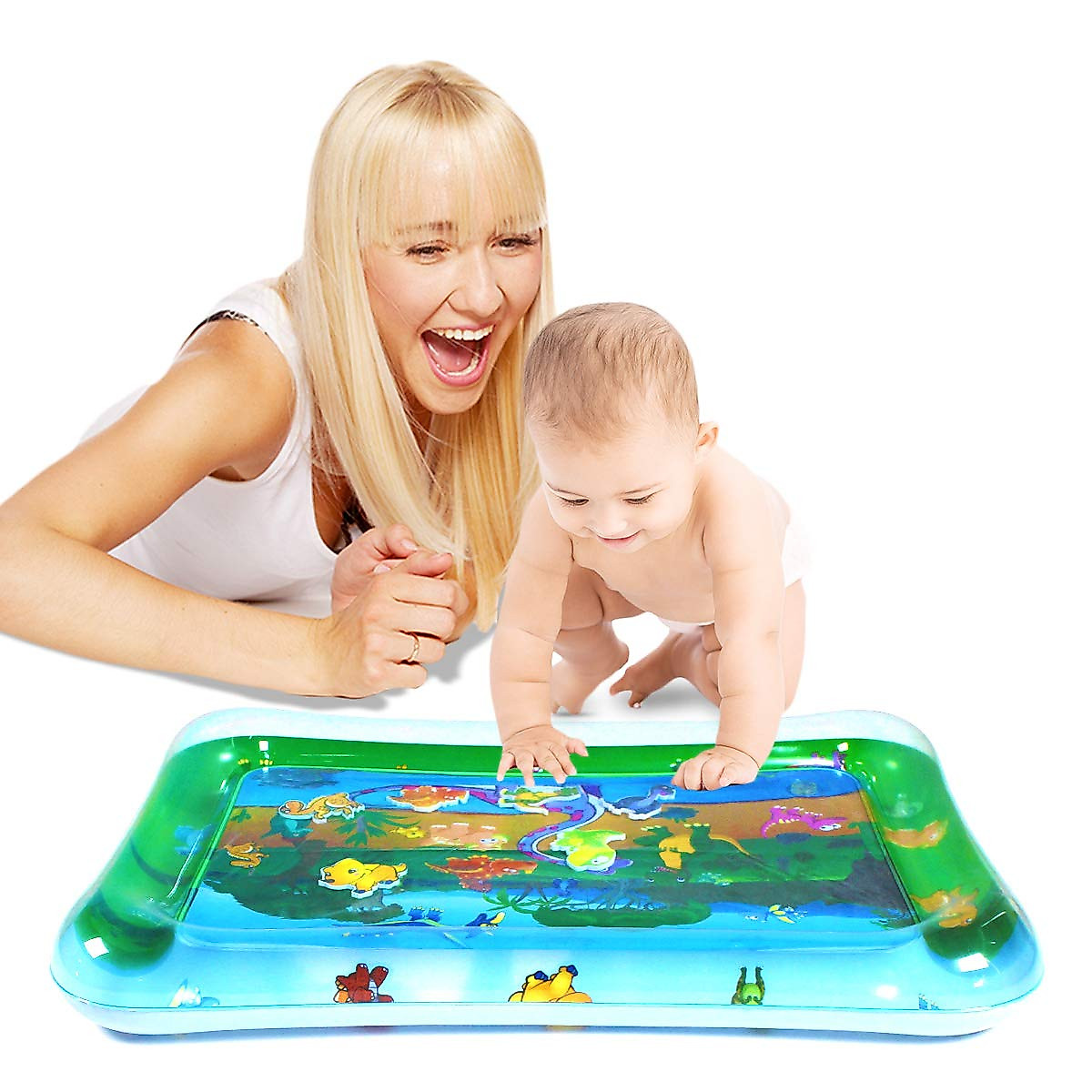 SUNSHINE-MALL Dinosaur Baby Water mat, Tummy Baby Toys, Inflatable Play Mat Water Cushion Baby Toys, Fun Early Development Activity Play Center for Newborn (70x 50 cm)