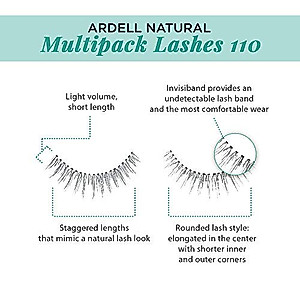 Ardell Natural False Eyelashes Multipack 110 Black - Comfortable Strip Lashes for Everyday Wear, 4 Pairs x 1 Pack