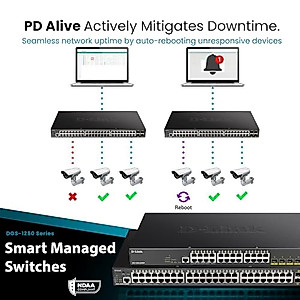 D-Link 28-Port Gigabit Smart Managed PoE+ Switch | 24 PoE+ Ports (370W) + 4 10G SFP+ Ports| L2+/L3 Lite |VLANs |Web Managed |Surveillance Mode | Rackmount | NDAA Compliant (DGS-1250-28XMP-6KV)
