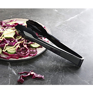 New Star Foodservice 35636 Utility Tong, High Heat Plastic, Scalloped, 9 inch, Set of 12, Black