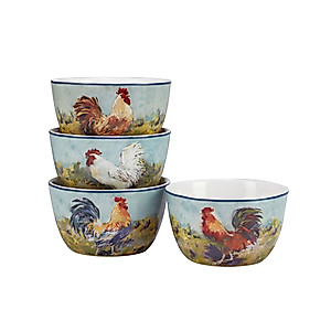 Certified International Rooster Meadow 24 oz. Ice Cream/Dessert Bowls, Set of 4