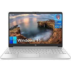 HP 2023 Newest Laptop, 15.6" Touchscreen Display, Intel Core i3-1215U Processor, 8GB RAM, 512GB SSD, Fast Charge, Intel UHD Graphics, Wi-Fi, Bluetooth, Webcam, Thin & Portable, Windows 11 Home