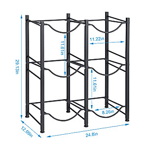 Nandae Water Cooler Jug Rack, 3-Tier Heavy Duty Water Bottle Holder Storage Rack 5 Gallon Water Jug Holder for 6 Bottle, Black