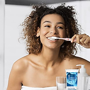 Desert Essence Natural Whitening Plus Tea Tree Oil Bundle - 1 Unit of 6.25 Oz Toothpaste & 16 Fl Oz Mouthwash - Refreshing Taste - Promotes Healthy Mouth - Complete Oral Care