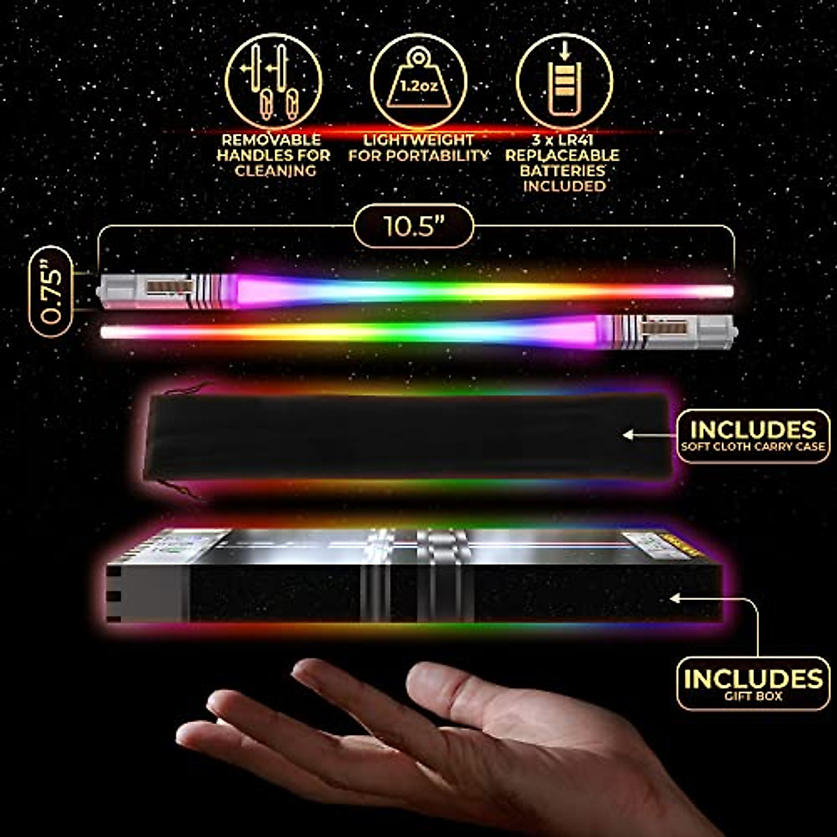 Lightsaber Chopsticks Light Up Star Wars LED Reusable 9 Colors 2 PAIRS FREE Darth Vader Keychain Bottle Opener
