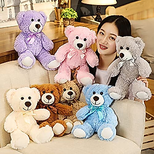 SHAFISH Plush Teddy Bear Cute Stuffed Animal Bear with Bow Plush Toys 13.8 Inches (Cream)