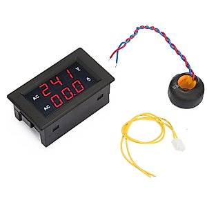 AC 100~300V LED Digital Voltage Current Multimeter, Dual Display Volt Amp Meter Gauge Panel 0-10A(Red-Red)