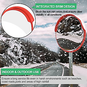 24" Security Mirror PC Convex Traffic Mirror Wide Angle Curved Safety Mirror Circular Pole Mount w/Adjustable Bracket for Outdoor Indoor Driveway Road Shop Garage Parking Lot Blind Spot Hidde
