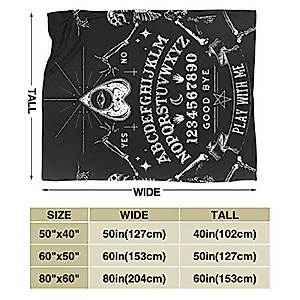 Cozy Soft Easter Blanket Flannel Fleece Spring Throw Blanket for Kid with 3D Print for Couch Bed Sofa Great Travel Campping Blanket Vintage Skeleton Magic Ouija Board Black (50" x40)