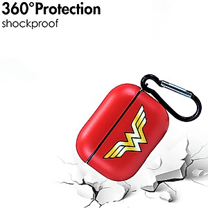 Airpods Pro Case, Luxurious Shockproof and Scratch-Proof Charging Protective Cover Specially Designed for Apple Airpods Pro with Key Chain（Wonder Woman）